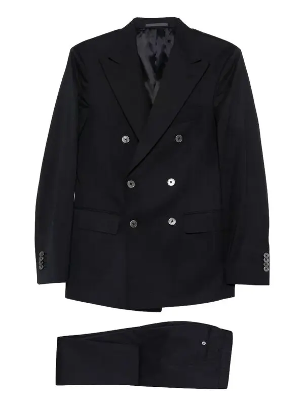 CENERE GB Flap-pocket Double-breasted Suit - Blue