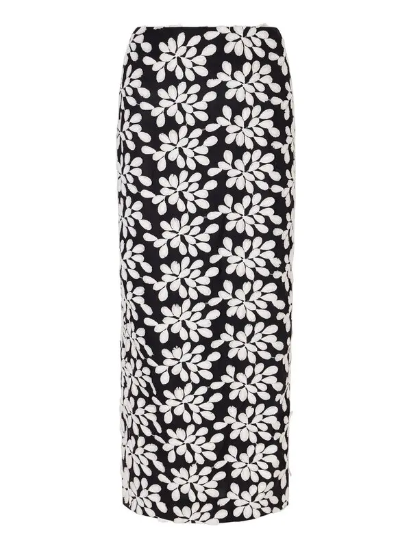 DESTREE Monica Embroidered Midi Skirt - Black