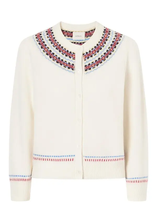 DÔEN Olympe Embroidered Wool And Cashmere-blend Cardigan - Neutrals
