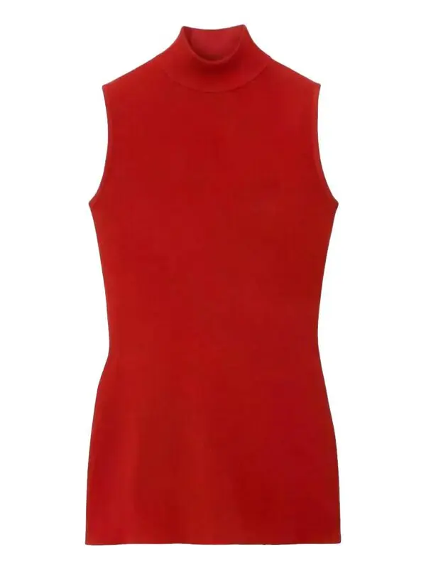 Loewe High-neck Sleeveless Ribbed Knit Top - Red
