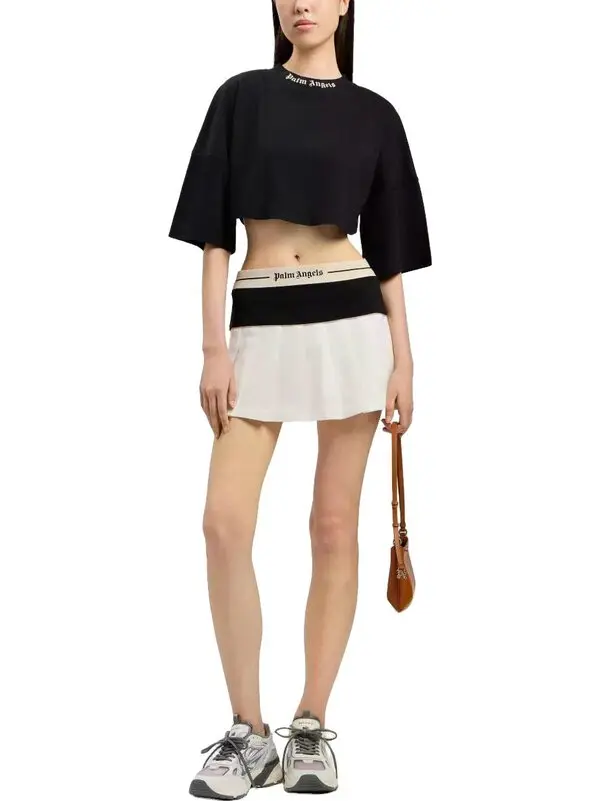 Palm Angels Cropped Logo T-shirt - Black