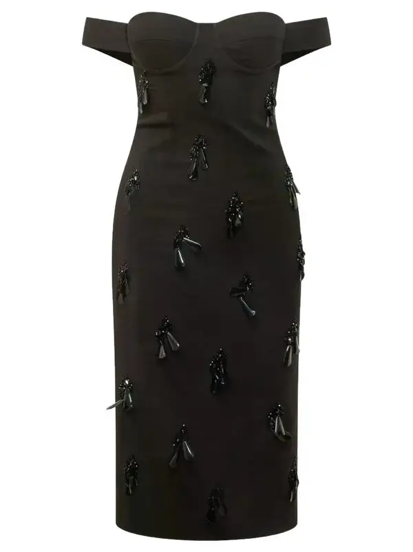 DES_PHEMMES Off-shoulder Bustier Dress - Black