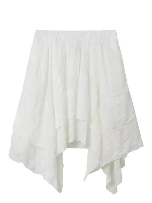 TOUT A COUP Tiered Asymmetrical Hem Skirt - White