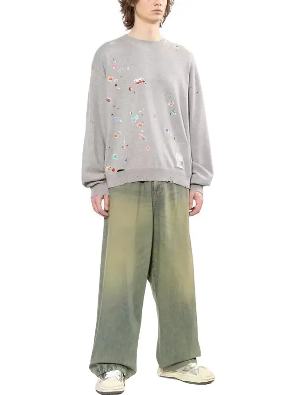 Mihara Yasuhiro Graphic-appliqué Sweater - Grey