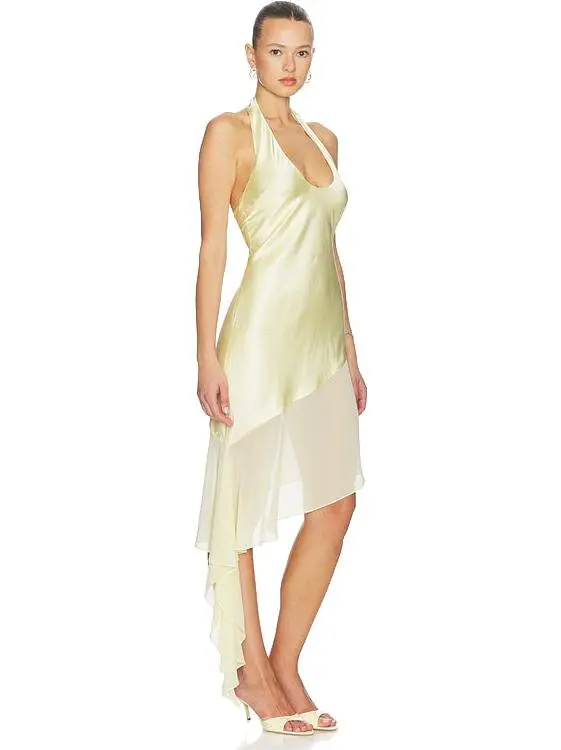 LOVERS AND FRIENDS Celie Asymmetrical Midi Dress - Lemon