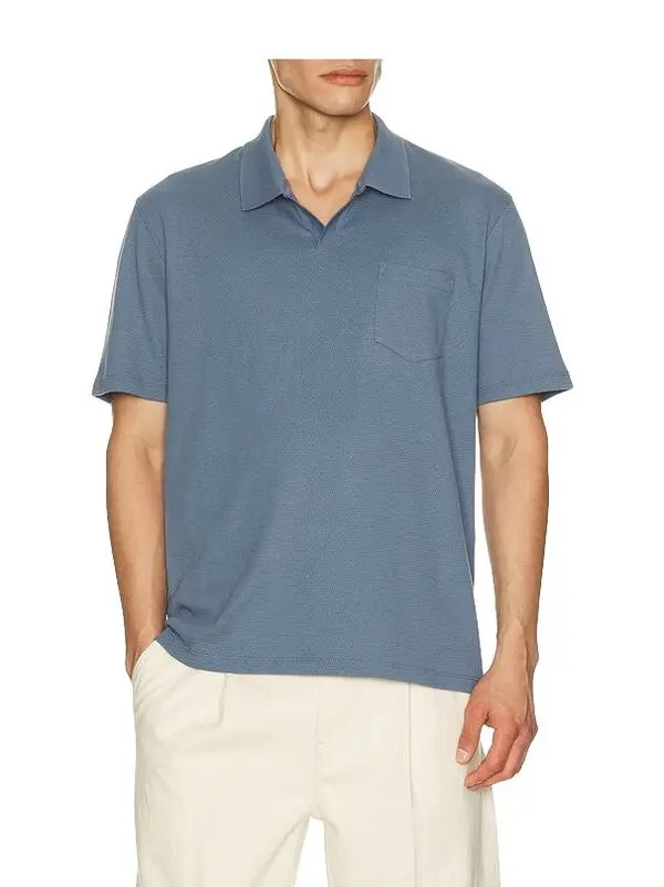 Vince Short Sleeve Johnny Collar In . Also - Blue