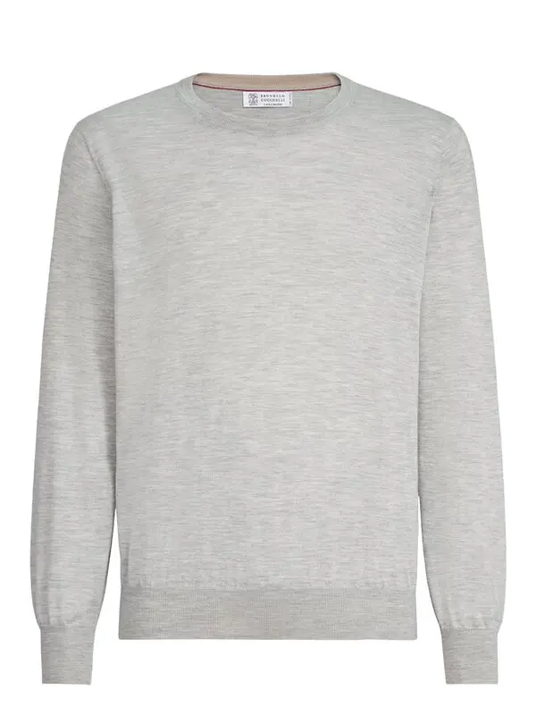 Brunello Cucinelli Cashmere-silk Crew Neck Sweater - Grey