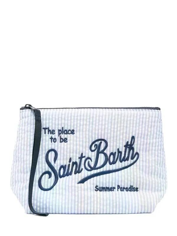 MC2 SAINT BARTH Aline Striped Zip Clutch Bag - Blue