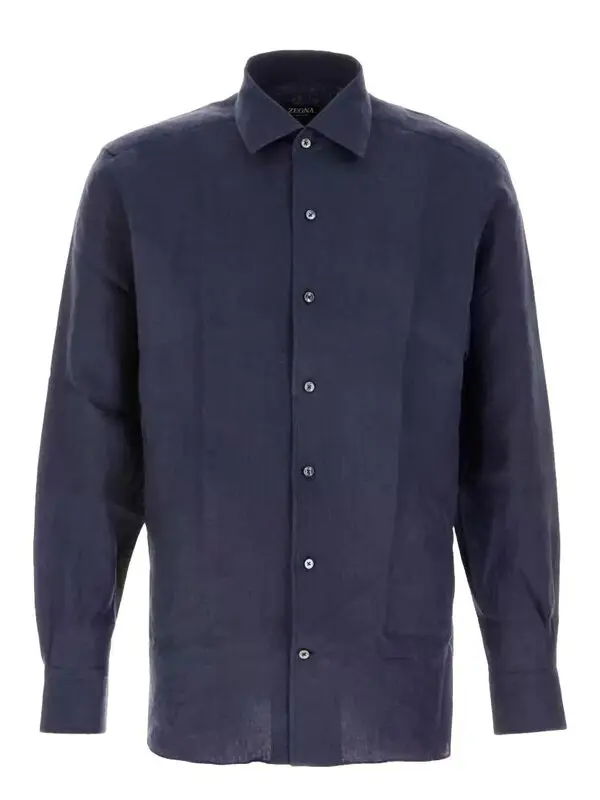 Zegna Button-up Linen Shirt - Blue