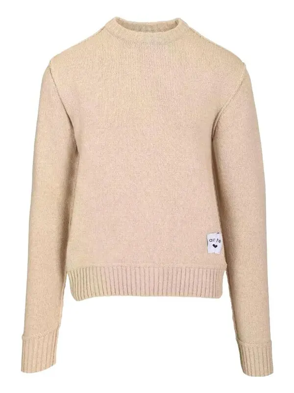 ARTE ANTWERP Label Patch Crew Neck Sweater - Neutrals