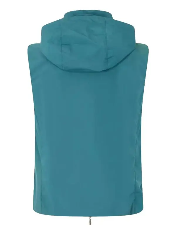 MOORER Hooded Zip Gilet - Blue