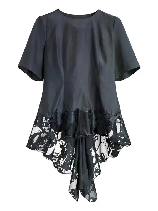 Alexander McQueen Lace Short-sleeved Blouse - Grey