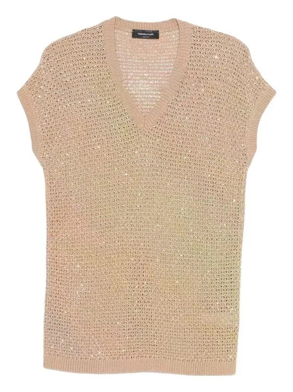 Fabiana Filippi Embellished V-neck Knit Vest - Neutrals