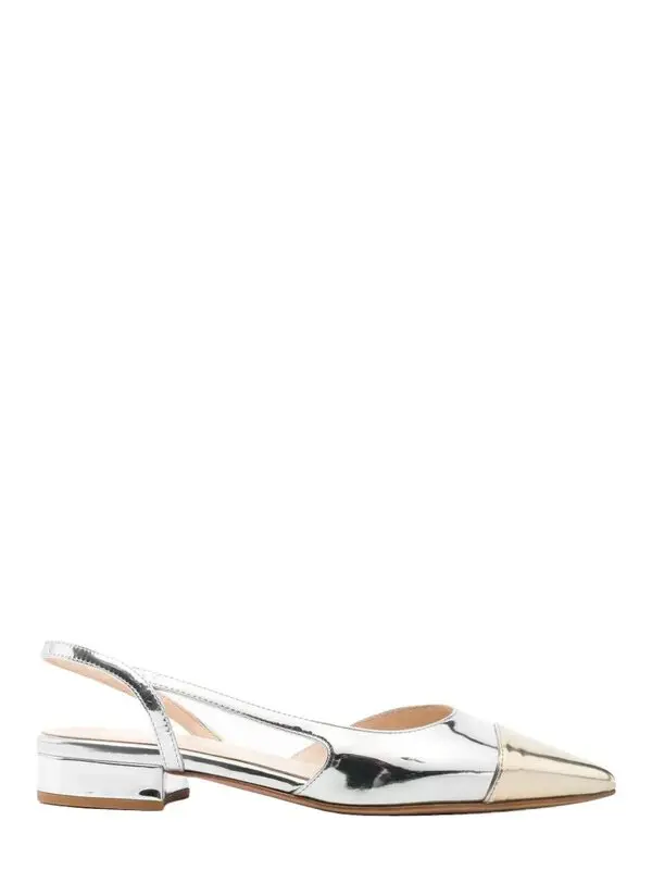 ANNA F. Pointed-toe Slingback Flat Pumps - Silver