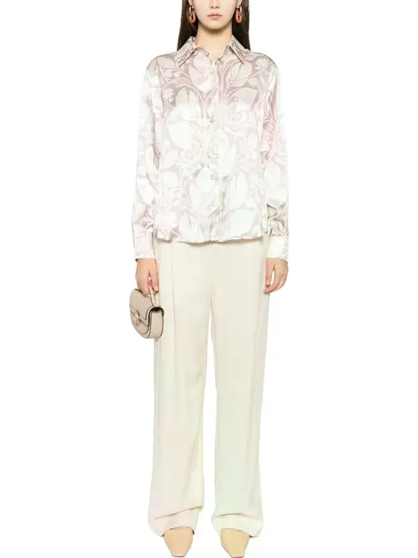 Cynthia Rowley Floral Print Silk Shirt - Neutrals