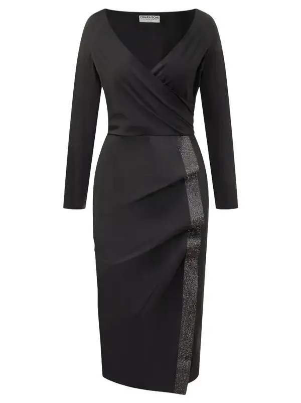 Chiara Boni La Petite Robe Glitter-embellished V-neck Dress - Black