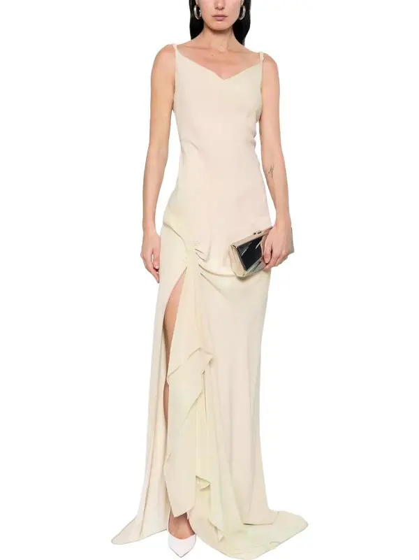 DE SANTIS Sleeveless Gathered Maxi Dress - Neutrals