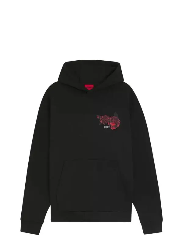 Hugo Floral Print Hoodie - Black