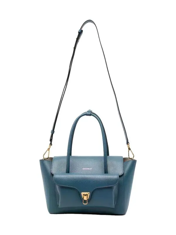 COCCINELLE Medium Double Beat Top-handle Leather Tote Bag - Blue