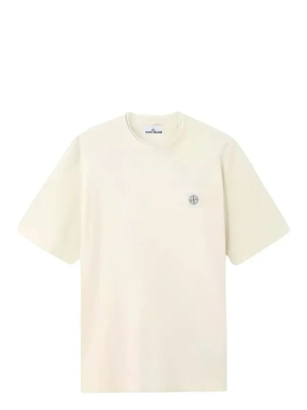 Stone Island Crewneck Badge-detail Cotton T-shirt - Neutrals
