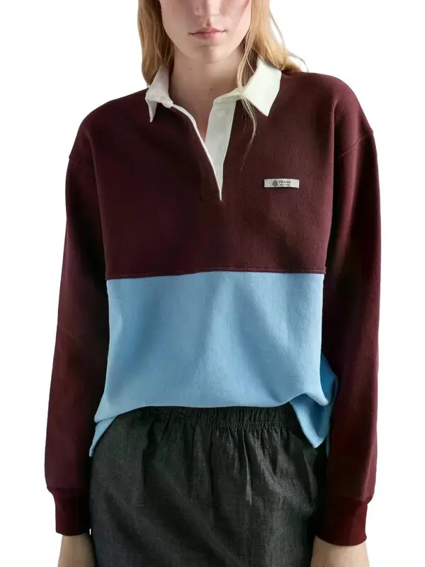 Prada Long-sleeved Cotton Fleece Polo Shirt - Red