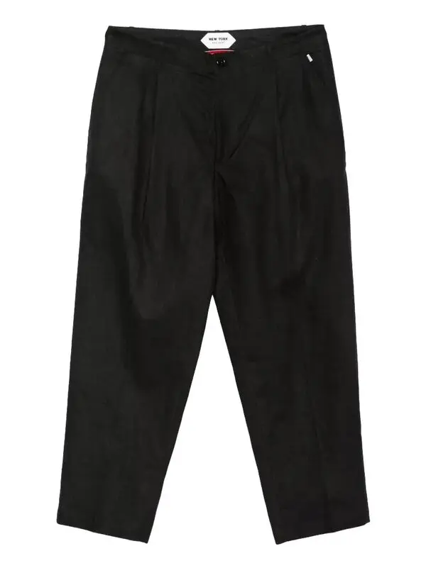 NEW YORK RESIDENT Andrew Pleated Cotton Trousers - Black
