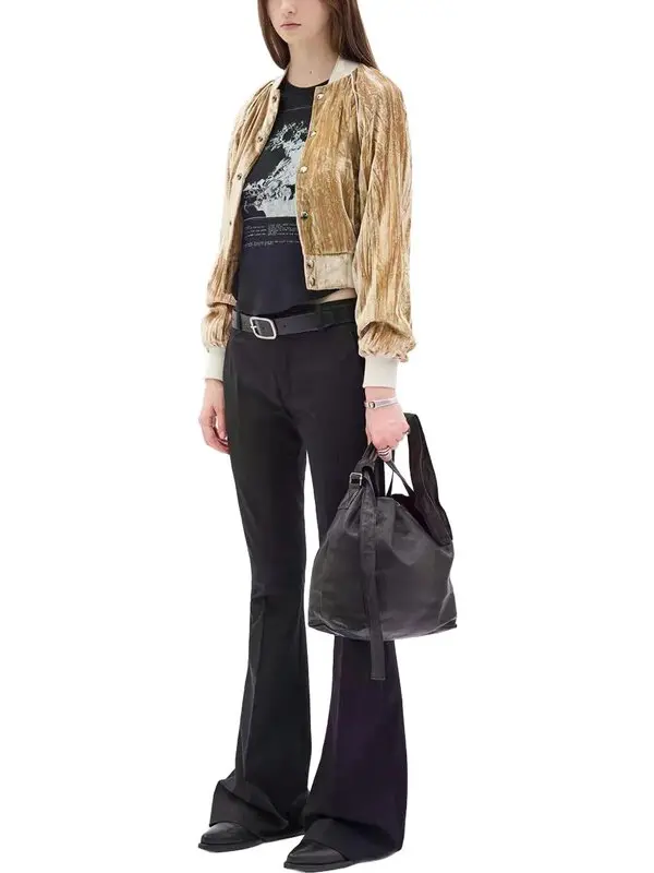 ANN DEMEULEMEESTER Arya Froissé Velvet Bombe Jacket - Neutrals