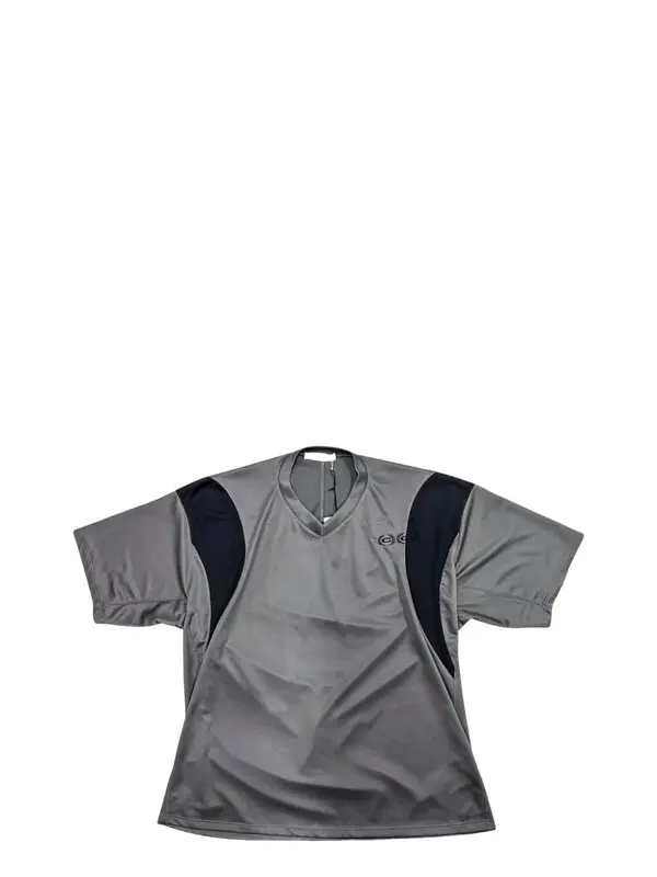 Commission V-neck Panelled T-shirt - Grey