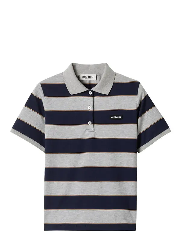 Miu Miu Cotton Stripe Polo Shirt - Blue