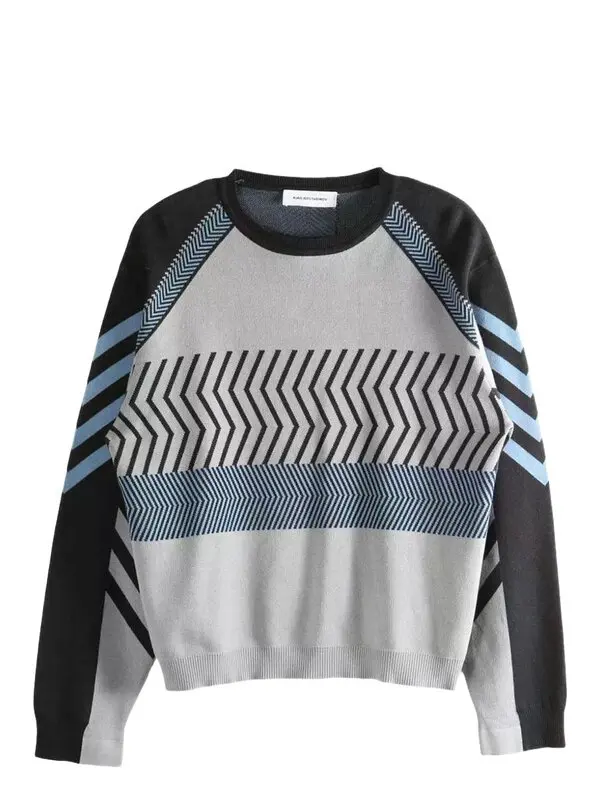 KIKO KOSTADINOV Chevron Pattern Crew Neck Sweatshirt - Grey
