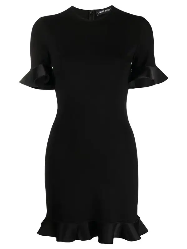 David Koma Ruffled Minidress - Black