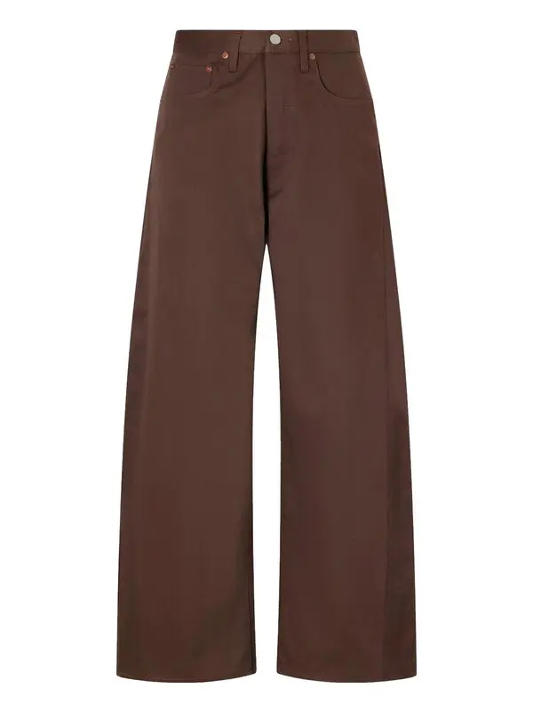SSSTEIN High-rise Wide-leg Cotton Trousers - Brown