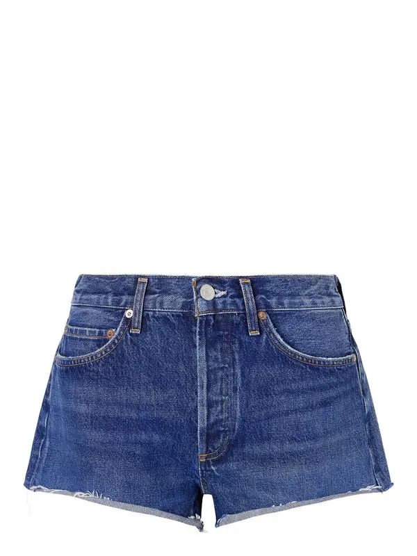 AGOLDE Parker Frayed Denim Shorts - Blue