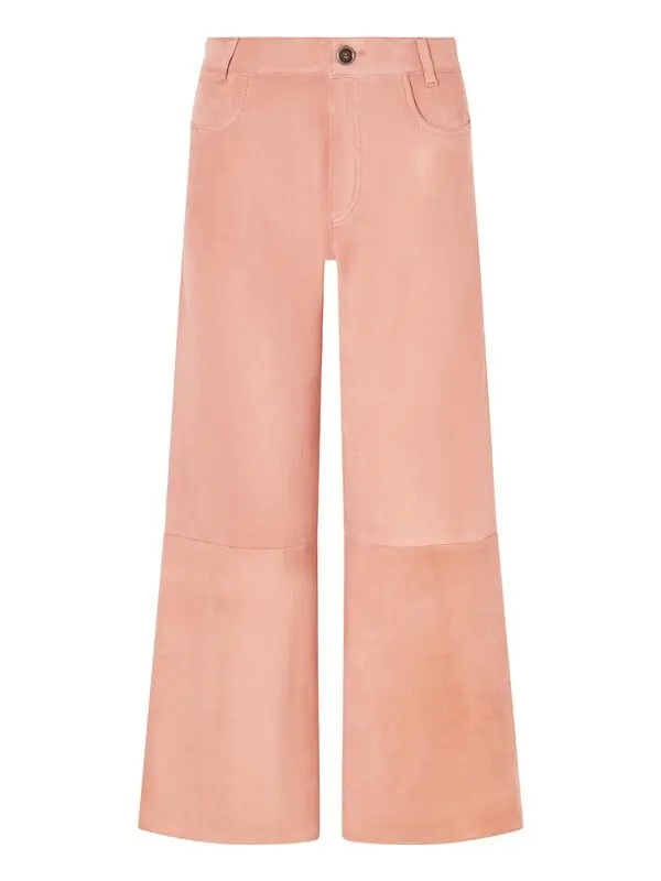 Stouls Suede Wide-leg Cropped Pants - Pink