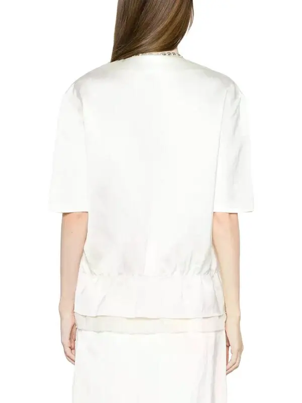 TOTEME V-neck Satin Top With Elasticated Hem - Neutrals