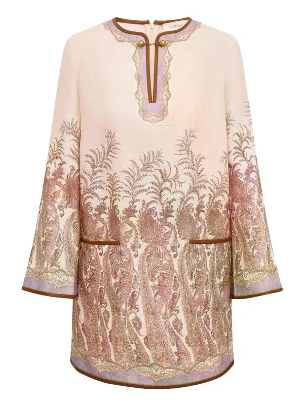 Zimmermann Alchemy Paisley-print Mini Dress - Neutrals