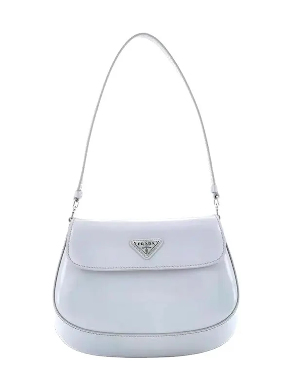 Prada Cleo Flap Shoulder Bag Spazzolato Leather Small Hobo Bag - Blue