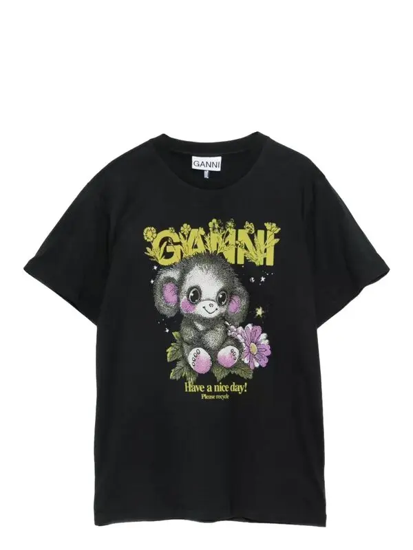 GANNI Have A Nice Day" Graphic T-shirt - Black