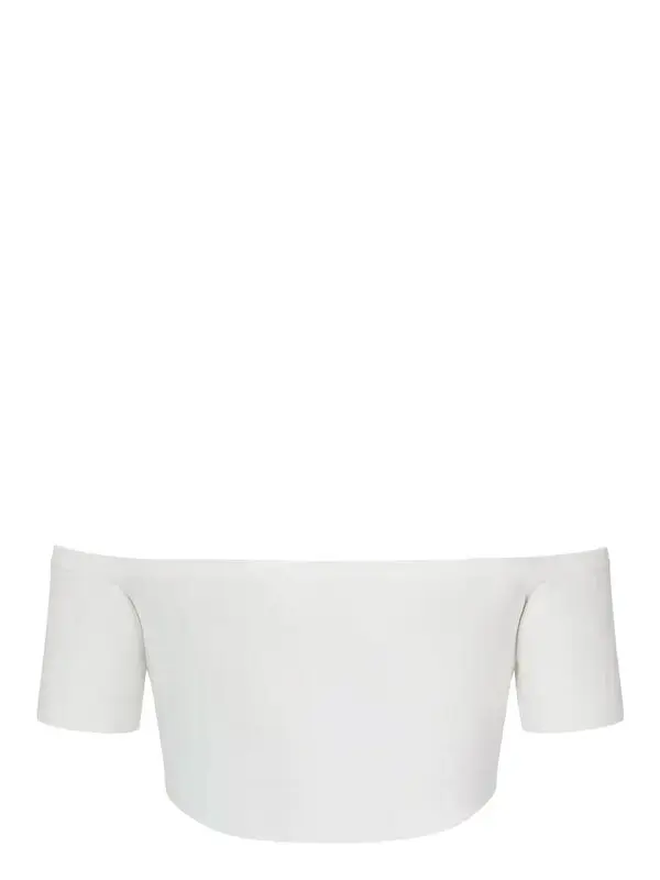 Elisabetta Franchi Off-the-shoulder Cropped Top With Gold-tone Buttons - White