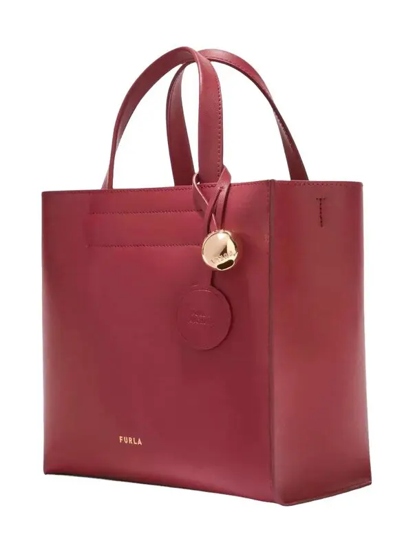 Furla Divide Top Handle Leather Tote Bag - Red