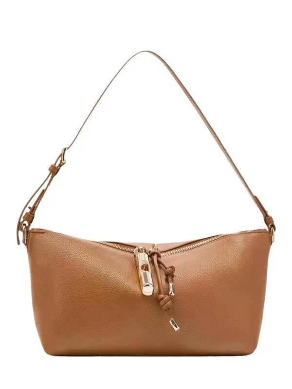 Furla Debby Zip Leather Shoulder Bag - Brown