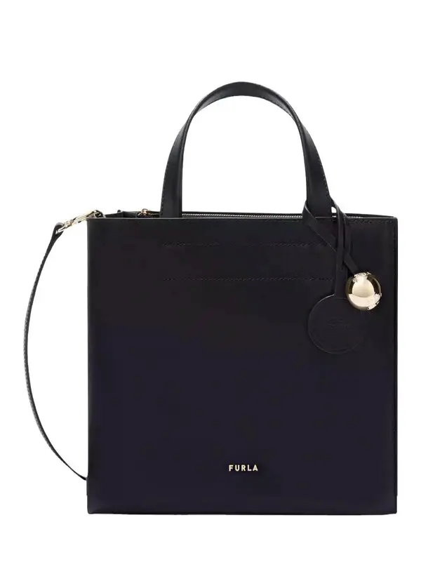Furla Divide It Zip Leather Tote Bag - Black
