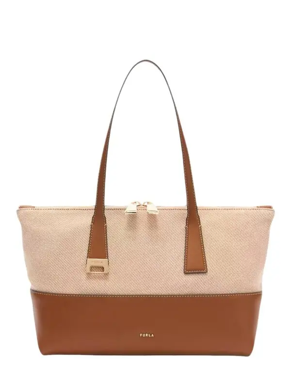Furla Olivia M Handle Panelled Tote Bag - Neutrals