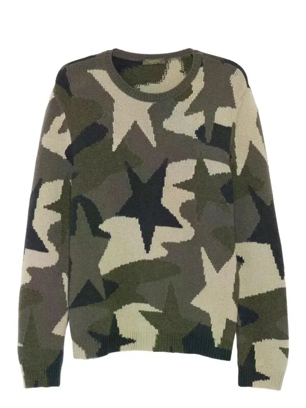 Valentino Garavani Camouflage Star Knit Sweater - Green