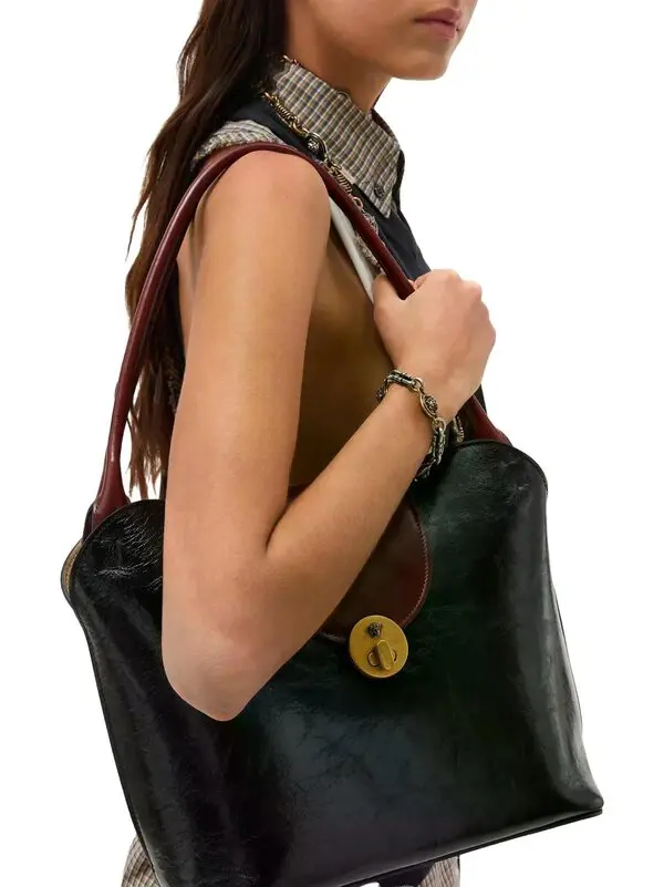 Versace Vivian Leather Shoulder Bag - Black
