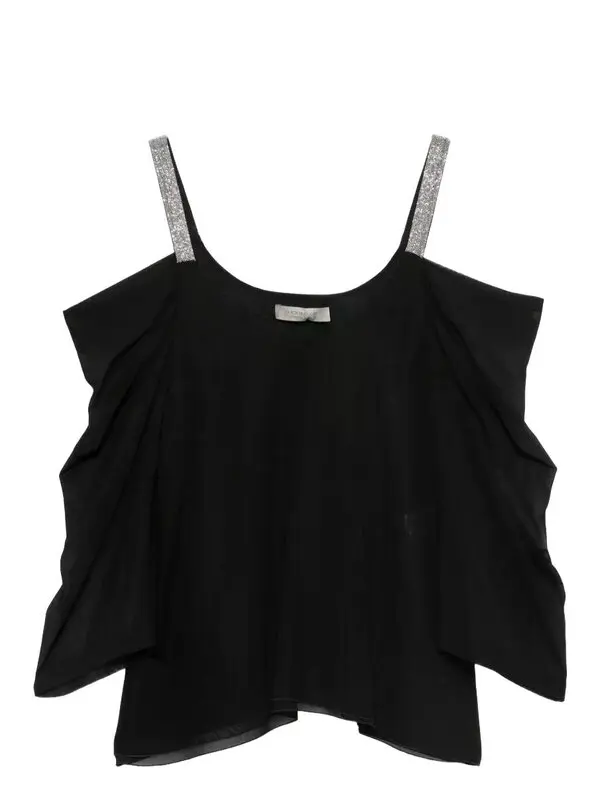 D.exterior Embellished-straps Top - Black