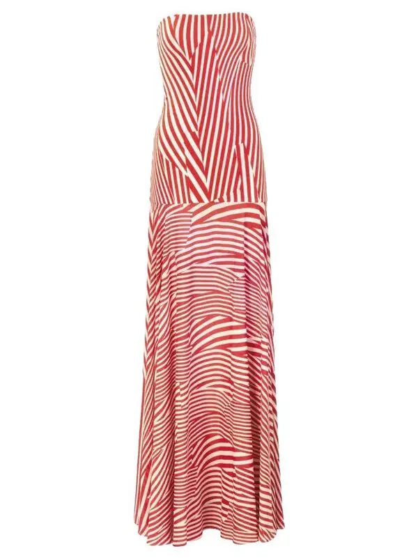 Silvia Tcherassi Muriel Striped Strapless Maxi Dress - Red
