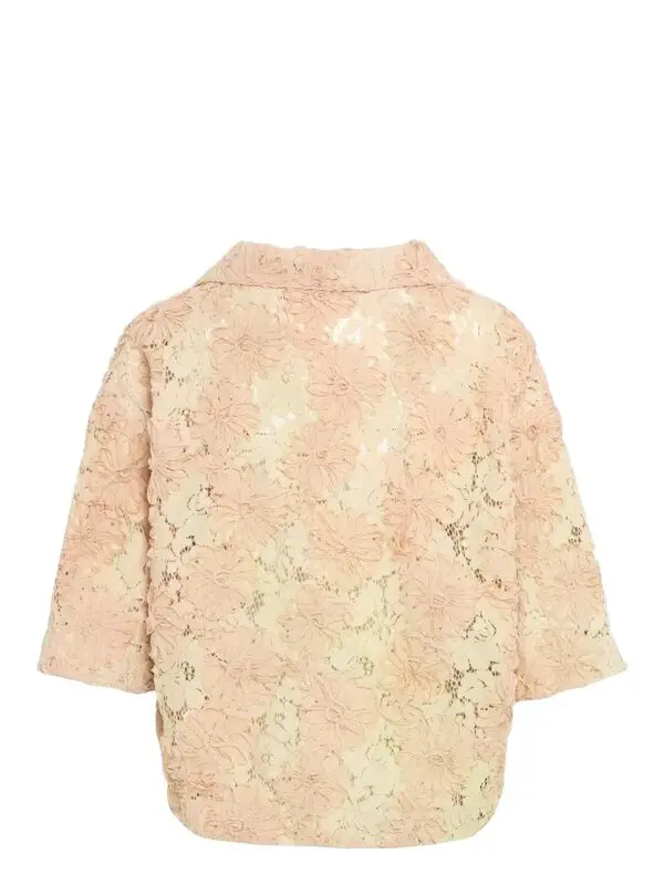 N°21 Lace Floral Polo Top - Neutrals
