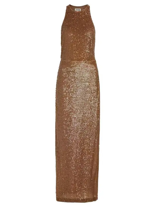 Staud Bree Sequin Embellished Maxi Dress - Brown