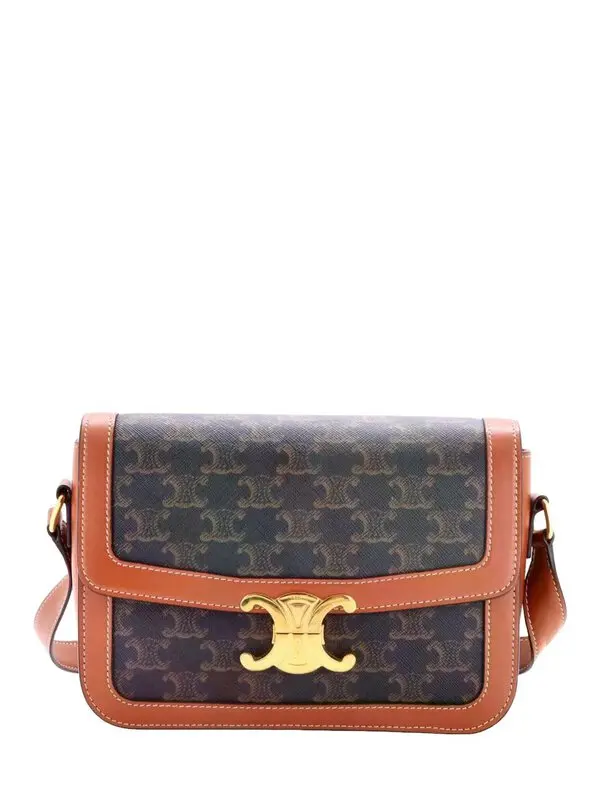 Celine Triomphe Coated Canvas Medium Shoulder Bag - Brown